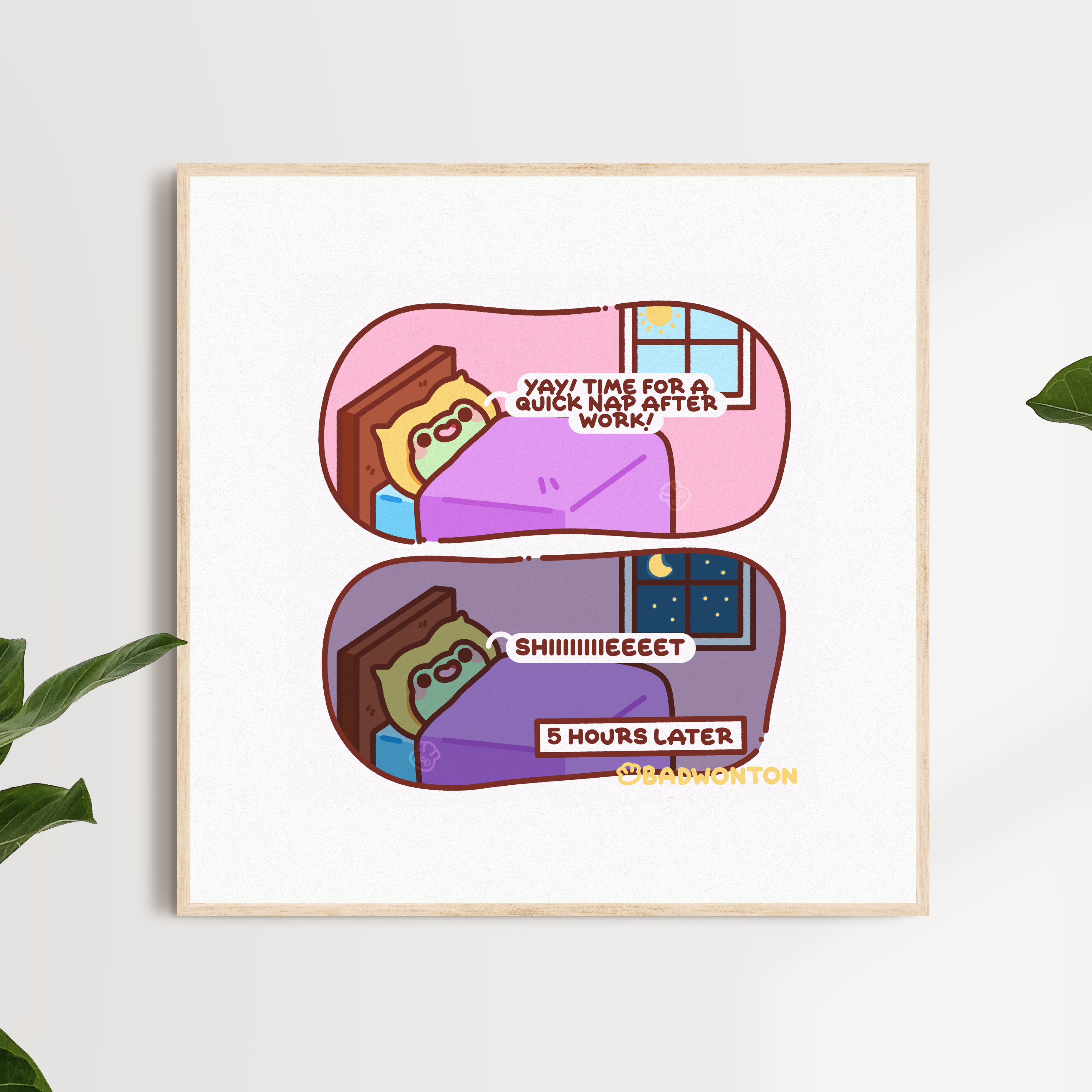 A Quick Nap After Work Comic Art Print – badwonton