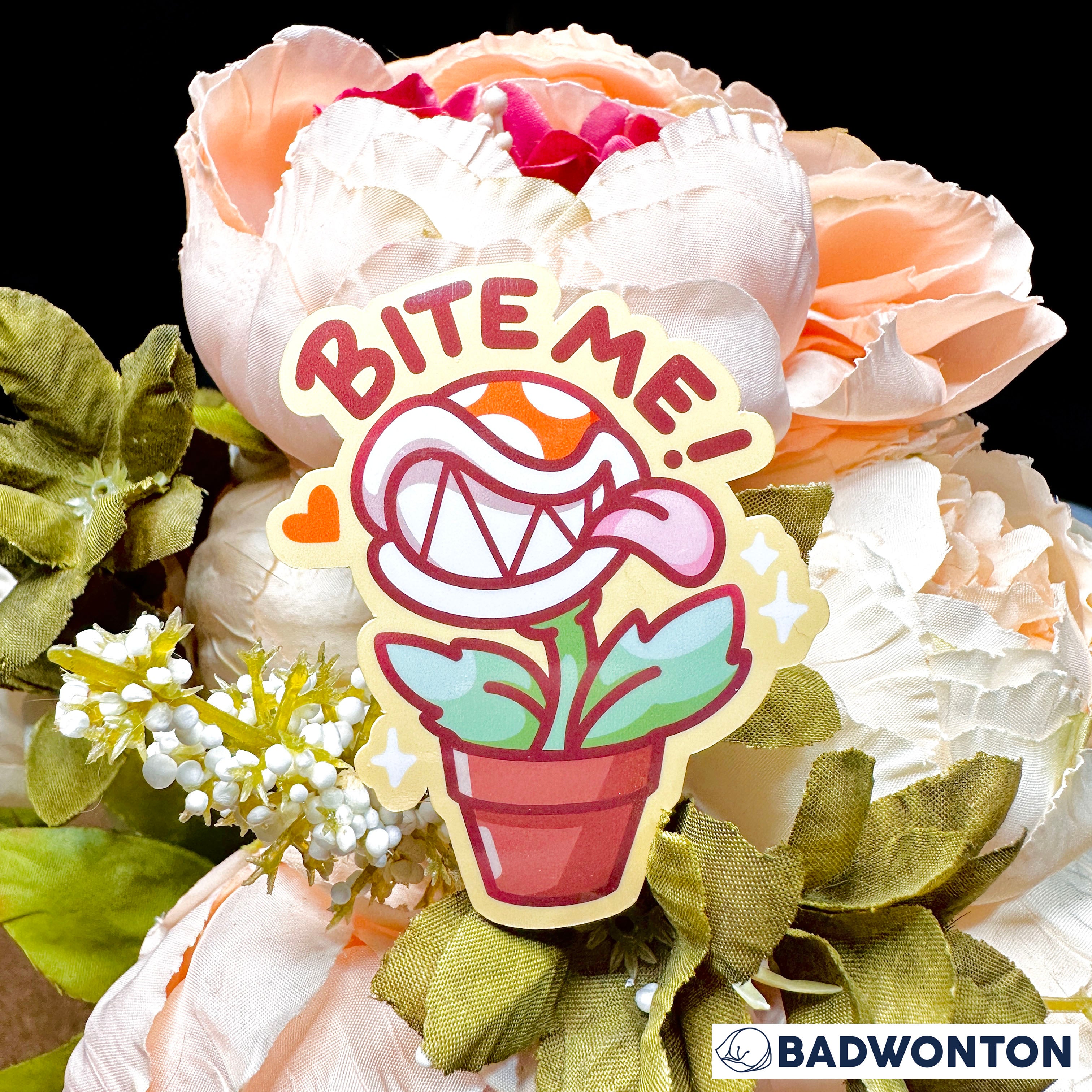 Super Mario Piranha Plant Bite Me! Sticker – badwonton